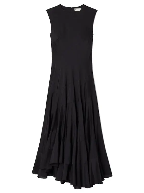 Tory Burch Flared Cotton Silk Dress - Black