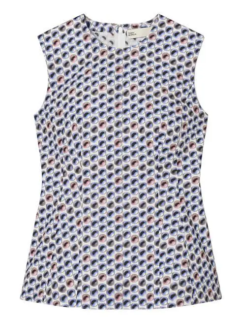 Tory Burch Printed Cotton Poplin Top - Blue Candy Dots