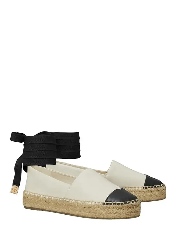 Tory Burch Cap-toe Espadrille - Light Cream/perfect Black