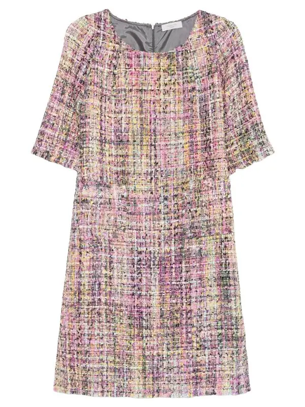 CHARLOTT Tweed Midi Dress - Pink