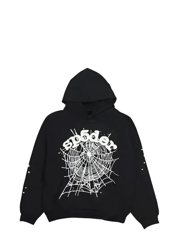 SP5DER Graphic Print Hoodie - Black