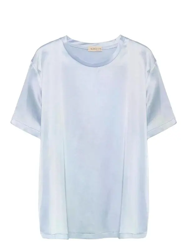 BLANCA VITA Satin T-shirt - Blue