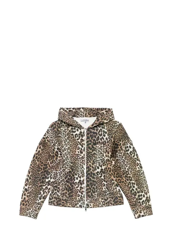 GANNI Leopard-print Hoodie - Brown