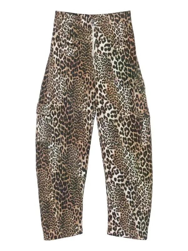 GANNI Leopard-print Trousers - Brown