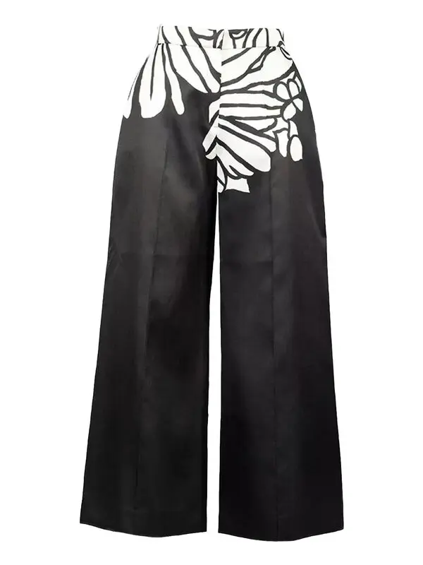 Elie Saab Printed Mikado Trousers - Black