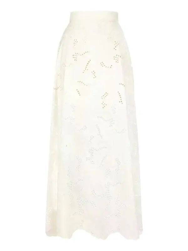 Elie Saab Embroidered Maxi Skirt - White