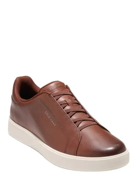 Cole Haan Grandpro Luxe Leather Slip-on Sneaker - Dark Cuoio/ivory