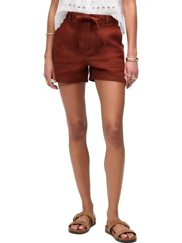Madewell Drawstring Linen Shorts - Henna