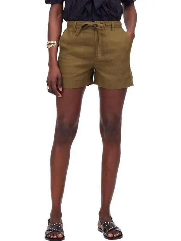 Madewell Drawstring Linen Shorts - Safari Khaki