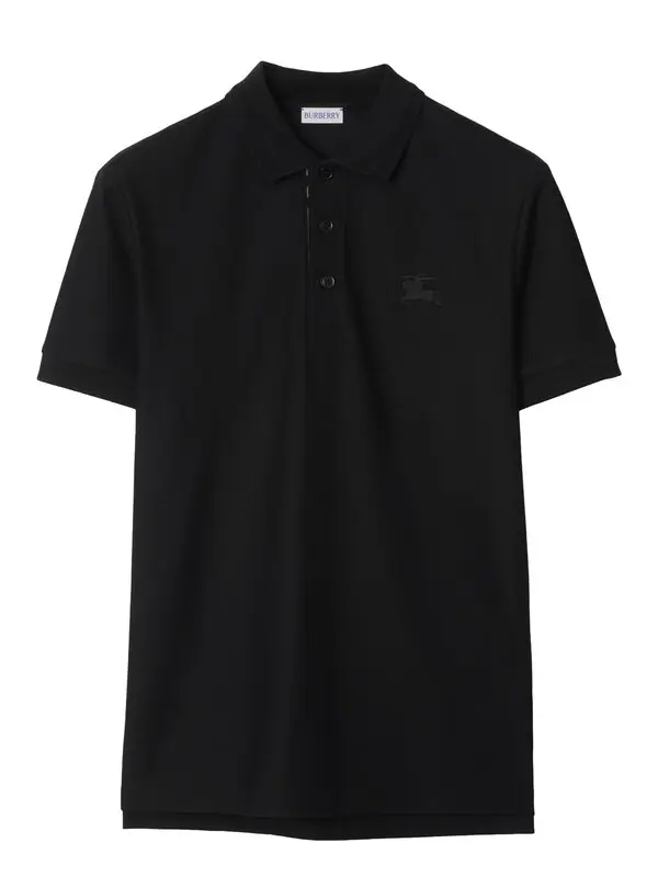 Burberry Cotton Check-placket Polo Shirt - Black