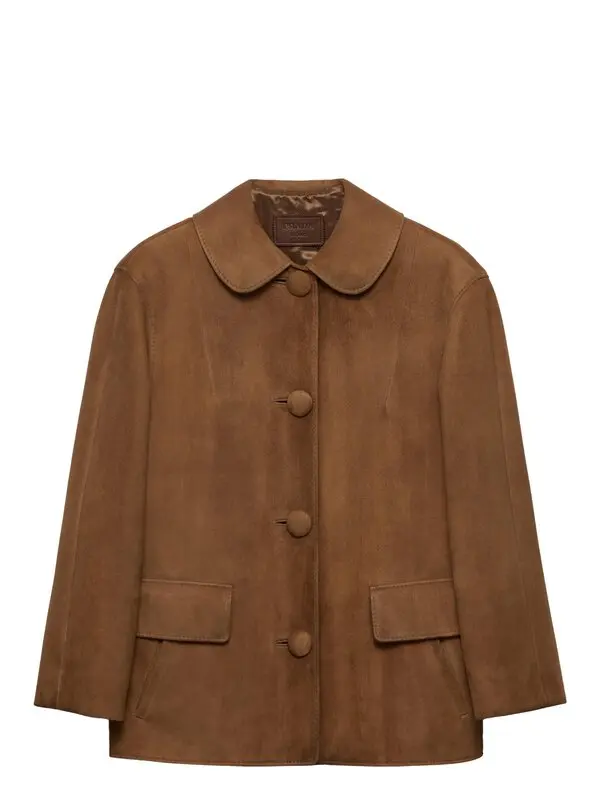 Prada Collared Suede Jacket - Brown