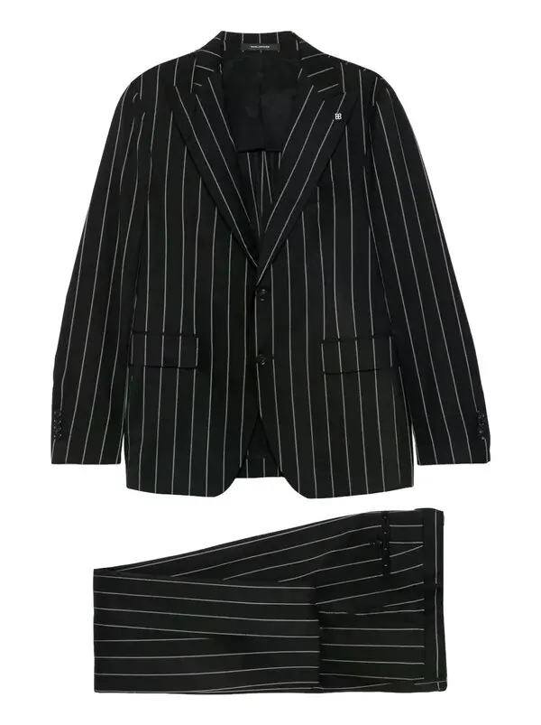 Tagliatore Pinstriped Suit - Black