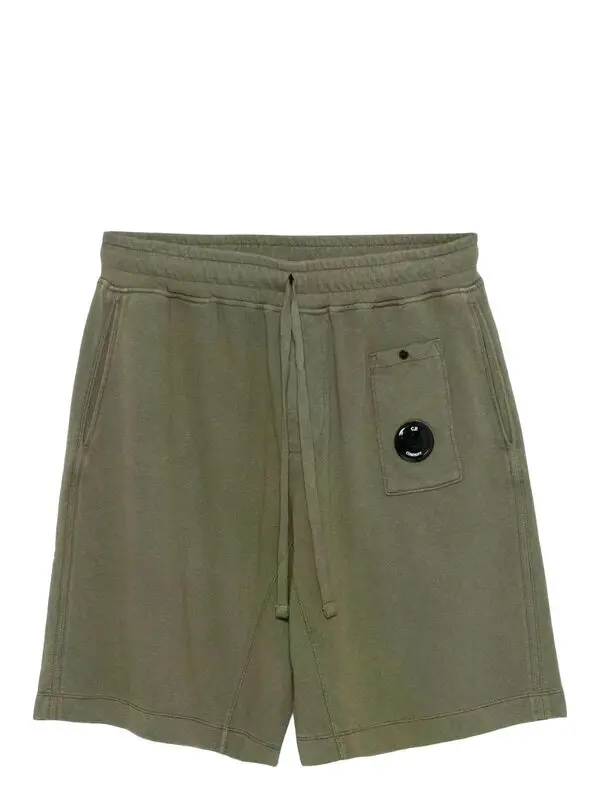 C.P. COMPANY Lens-detail Fleece Cargo Shorts - Green