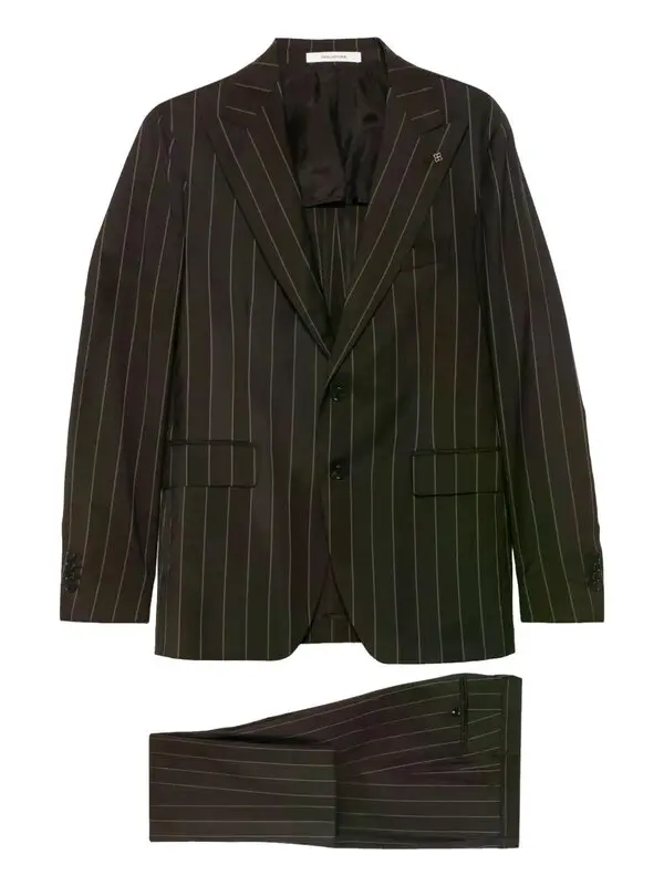 Tagliatore Striped Suit - Brown