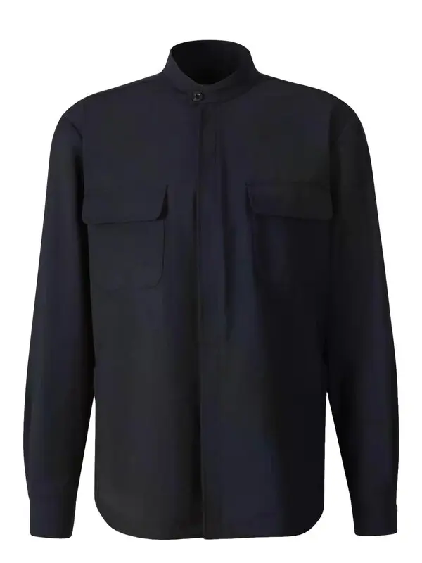 Boglioli Collarless Shirt - Blue