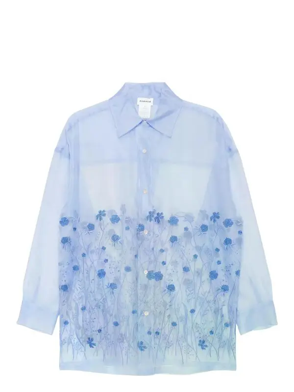 P.a.r.o.s.h Floral-embroidered Shirt - Blue