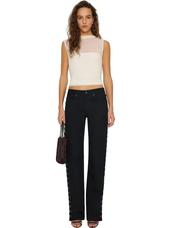 REFORMATION Charlee Low Rise Straight Leg Jeans - Black