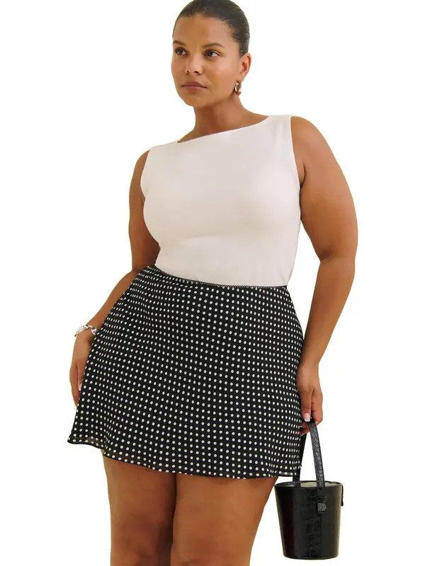 REFORMATION Brandy Lace Trim Skirt - Black