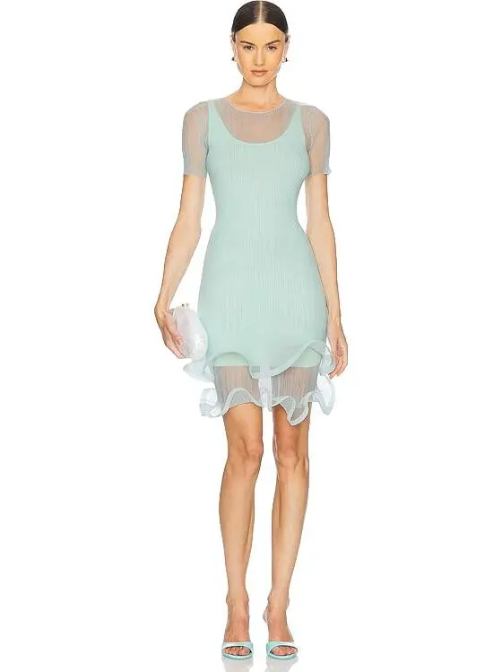 Simkhai Jett Short Sleeve Mini Dress - Seafoam