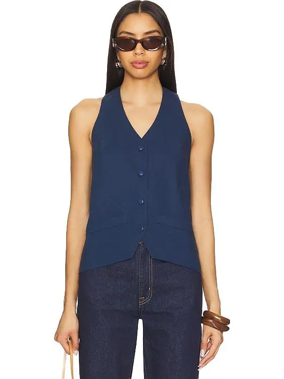 ALL THE WAYS Rhae Open Back Vest - Navy