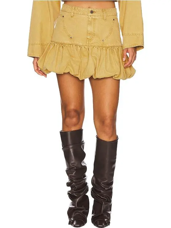 AFRM Zell Bubble Mini Skirt - Beige Khaki