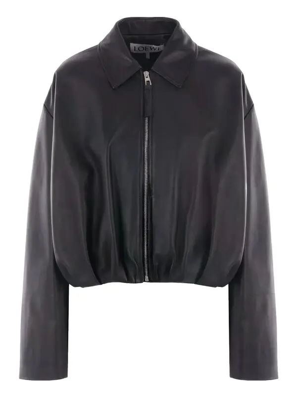 Loewe Draped Leather Jacket - Black