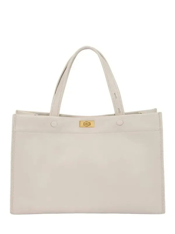 ANYA HINDMARCH Small Calfskin Tote Bag - Chalk