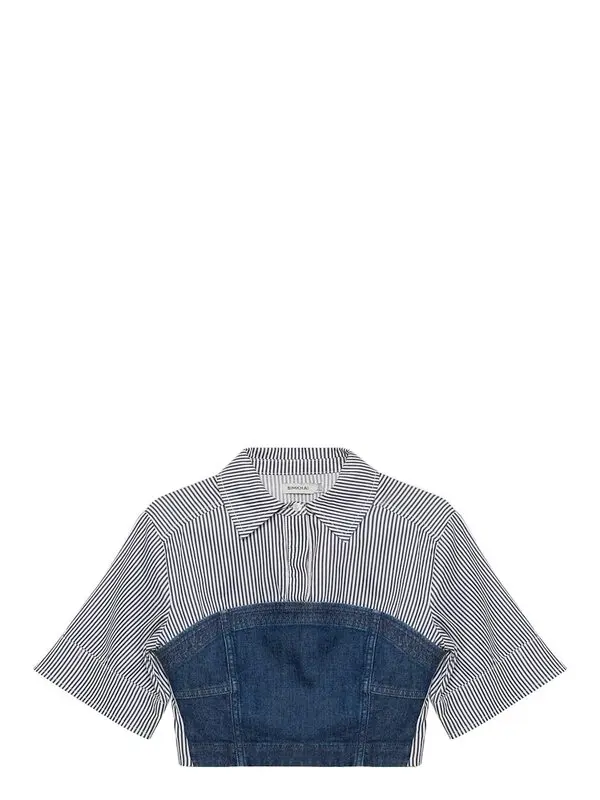 Simkhai Adams Short-sleeve Combo Shirt - Indigo Stripe Multi