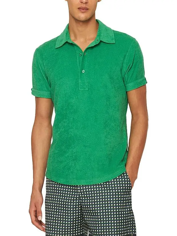 Orlebar Brown Sebastian Tailored Toweling Polo Shirt - Caddie Green