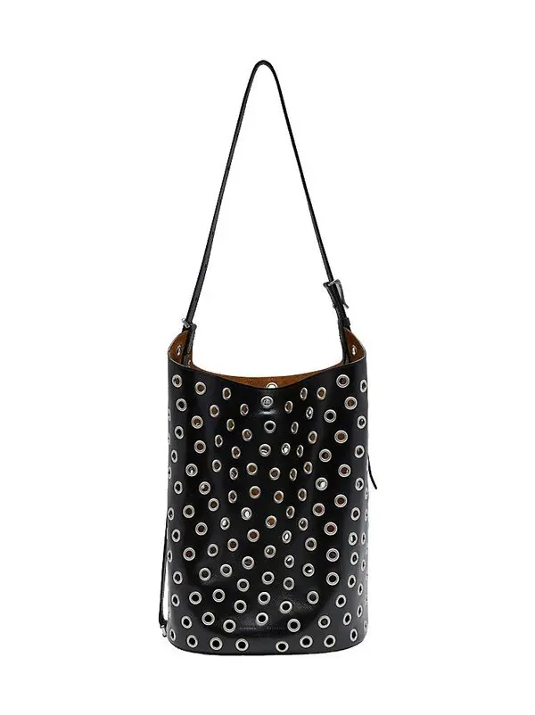Proenza Schouler Brant Bucket Bag In Eyelet Leather - Black