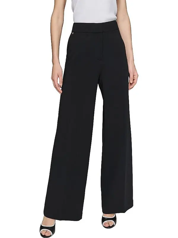 Karl Lagerfeld Paris Essential Wide Leg Trousers - Black