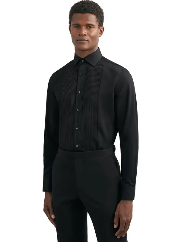 REISS Marcel Reg Slim Fit Cotton Regular-fit Dinner Shirt - Black