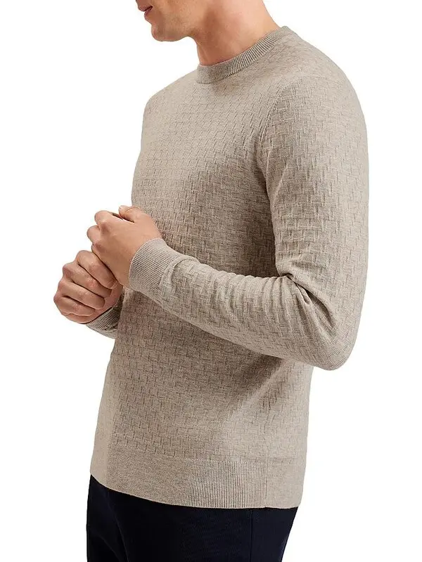 Ted Baker London Textured Stitch Crewneck Sweater - Taupe