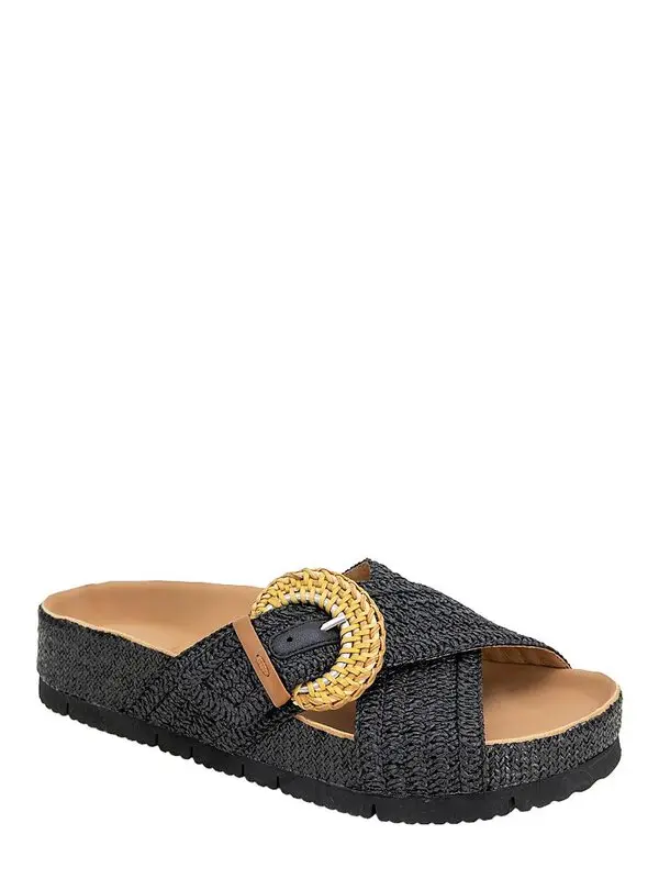 KENNETH COLE Louisa Slide Sandals - Black Raffia