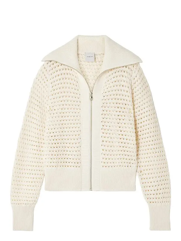 Varley Eloise Pointelle-knit Cotton Cardigan - Neutrals