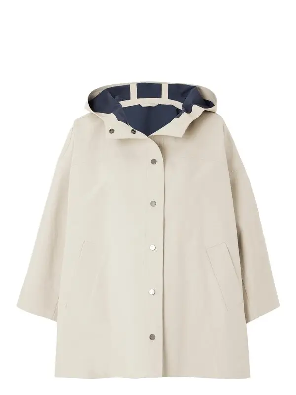 Brunello Cucinelli Hooded Cotton Trench Coat - Neutrals