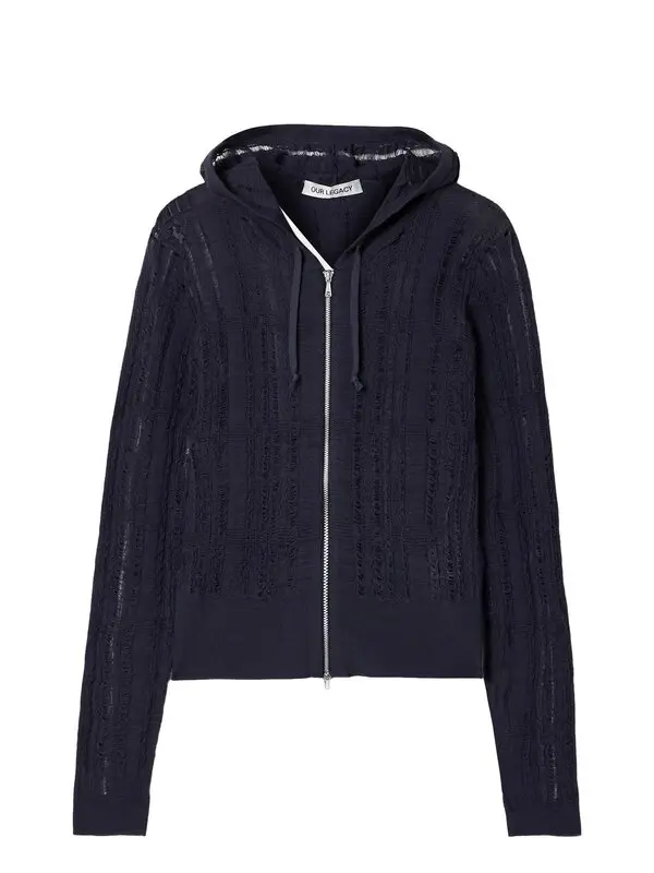 Our Legacy Compact Distressed Cotton-blend Hoodie - Blue