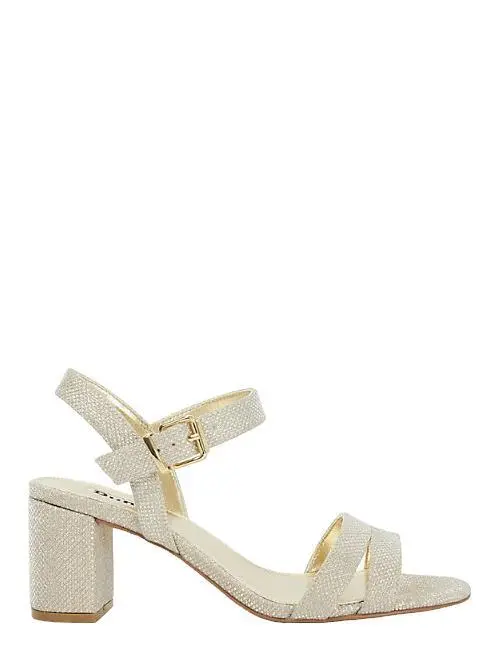 DUNE Metallic Woven Block-heel Sandals - Gold Synthetic
