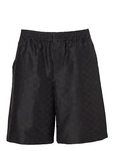 Gucci Monogram-print Cotton And Silk-blend Shorts - Black
