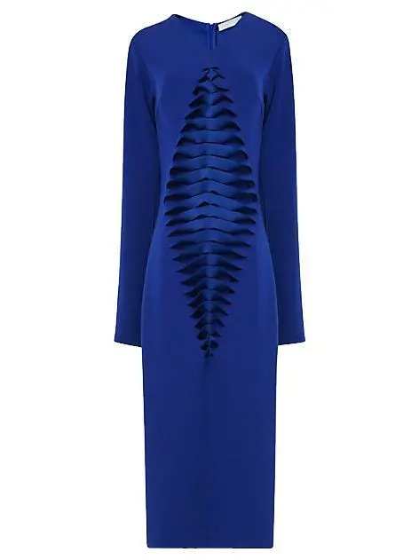 LEEM Laser-cut Fitted Stretch-woven Midi Dress - Blue
