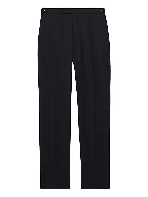 REISS Slim-fit Straight-leg Stretch Wool-blend Trousers - Navy