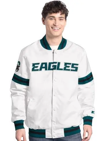 STARTER Philadelphia Eagles Scout Varsity Jacket - White