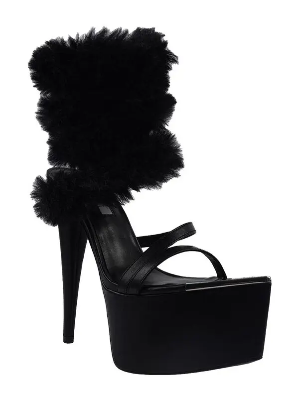 ZIGI Zarra Faux Fur Platform Sandal - Black