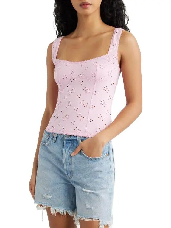 Free People Full Bloom Eyelet Knit Camisole - Sweet Dream