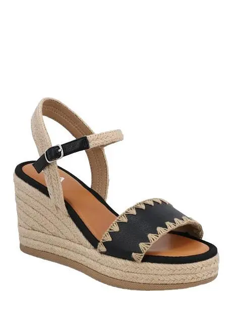 Mia Becky Ankle Strap Espadrille Wedge Sandals - Natural/ Black