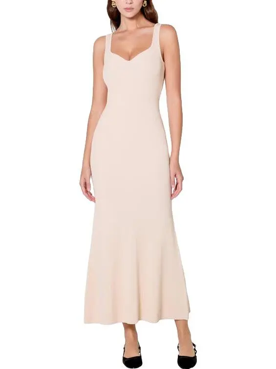 Endless Rose Sweetheart Neck Ribbed Maxi Dress - Cream