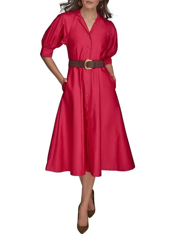 Donna Karan New York Cotton Sateen Midi Shirtdress - Audacious