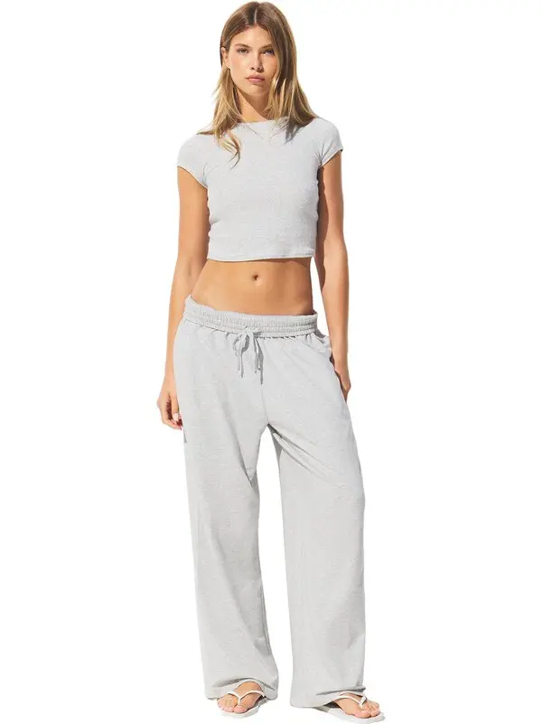 SKIMS Cotton Jersey Wide Leg Pants - Light Heather Grey