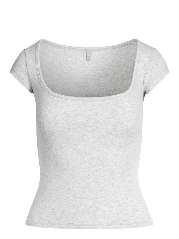 SKIMS Cotton Jersey Scoop Neck T-shirt - Light Heather Grey