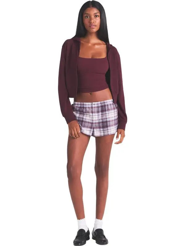 SKIMS Cotton Jersey Zip Up Hoodie - Currant
